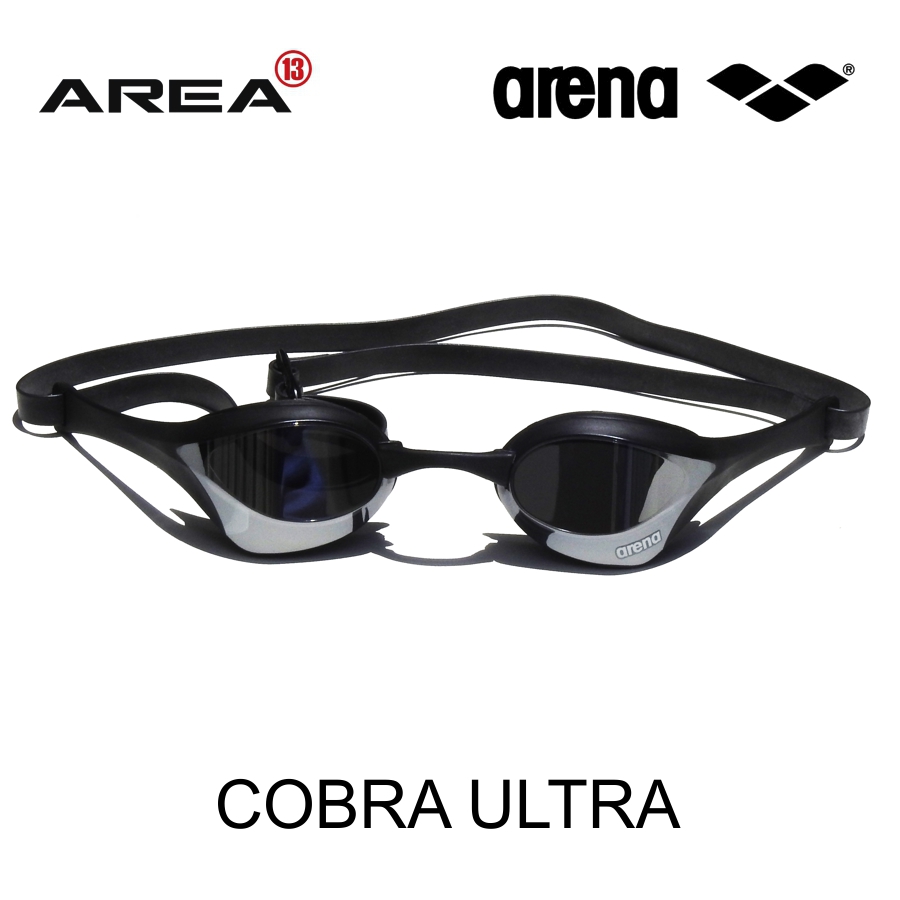 ARENA COBRA ULTRA SWIMMING GOGGLES, BLACK / SILVER MIRRORED RACING ...
